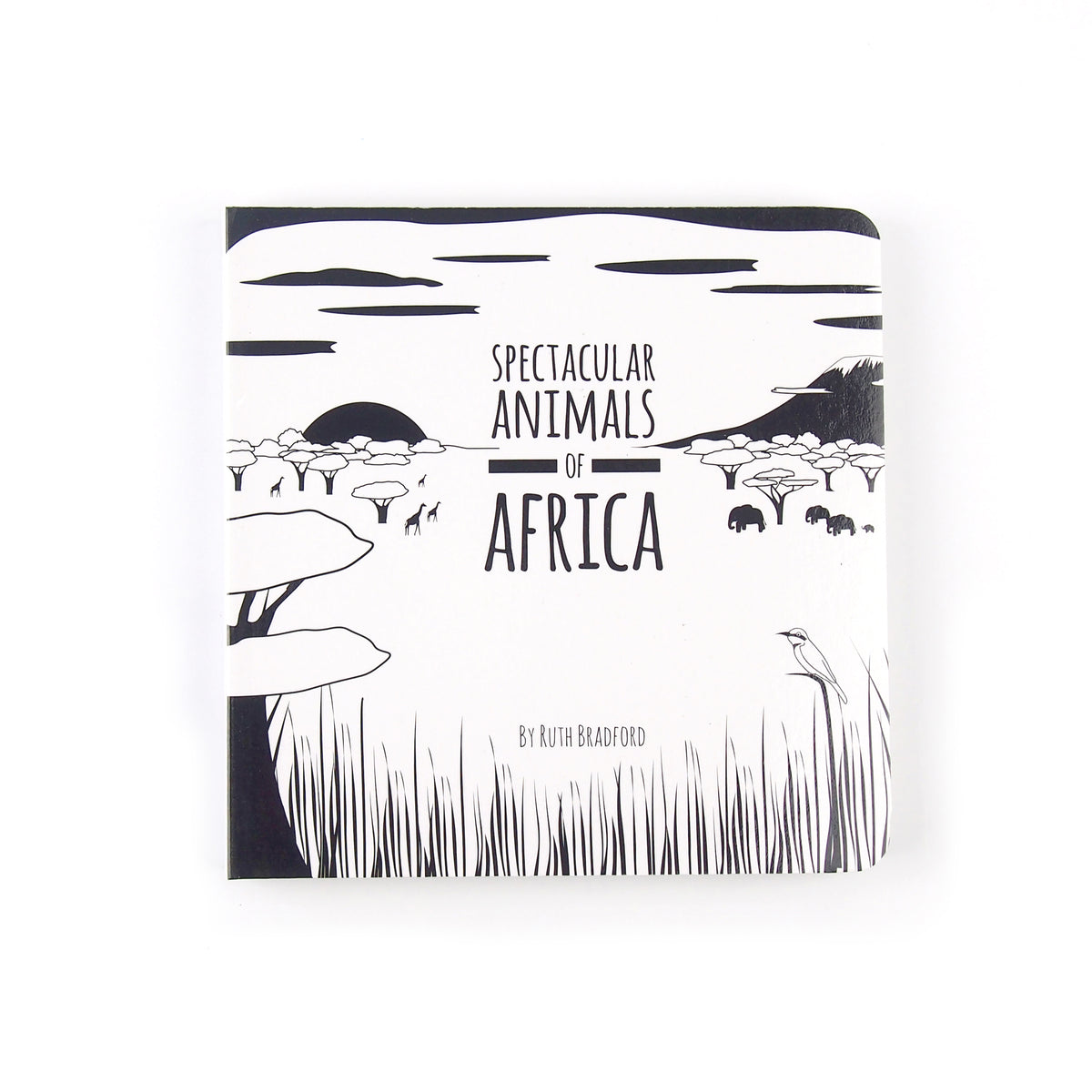 African animals board book in black and white